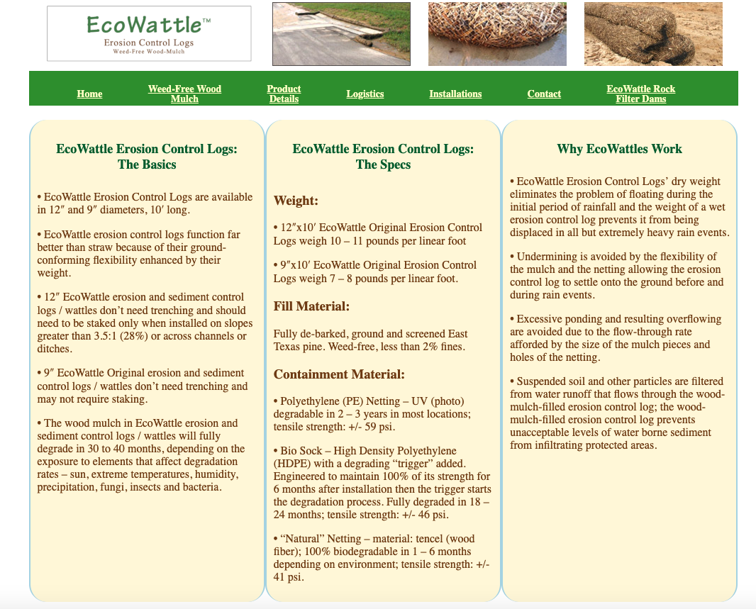 Erosion Control Logs & Wattles - Weed Free, Wood Mulch | EcoWattle